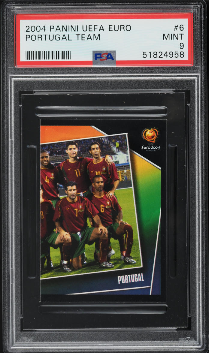 2004 Panini UEFA Euro Portugal Team w/ Cristiano Ronaldo #6 PSA 9 MINT ...