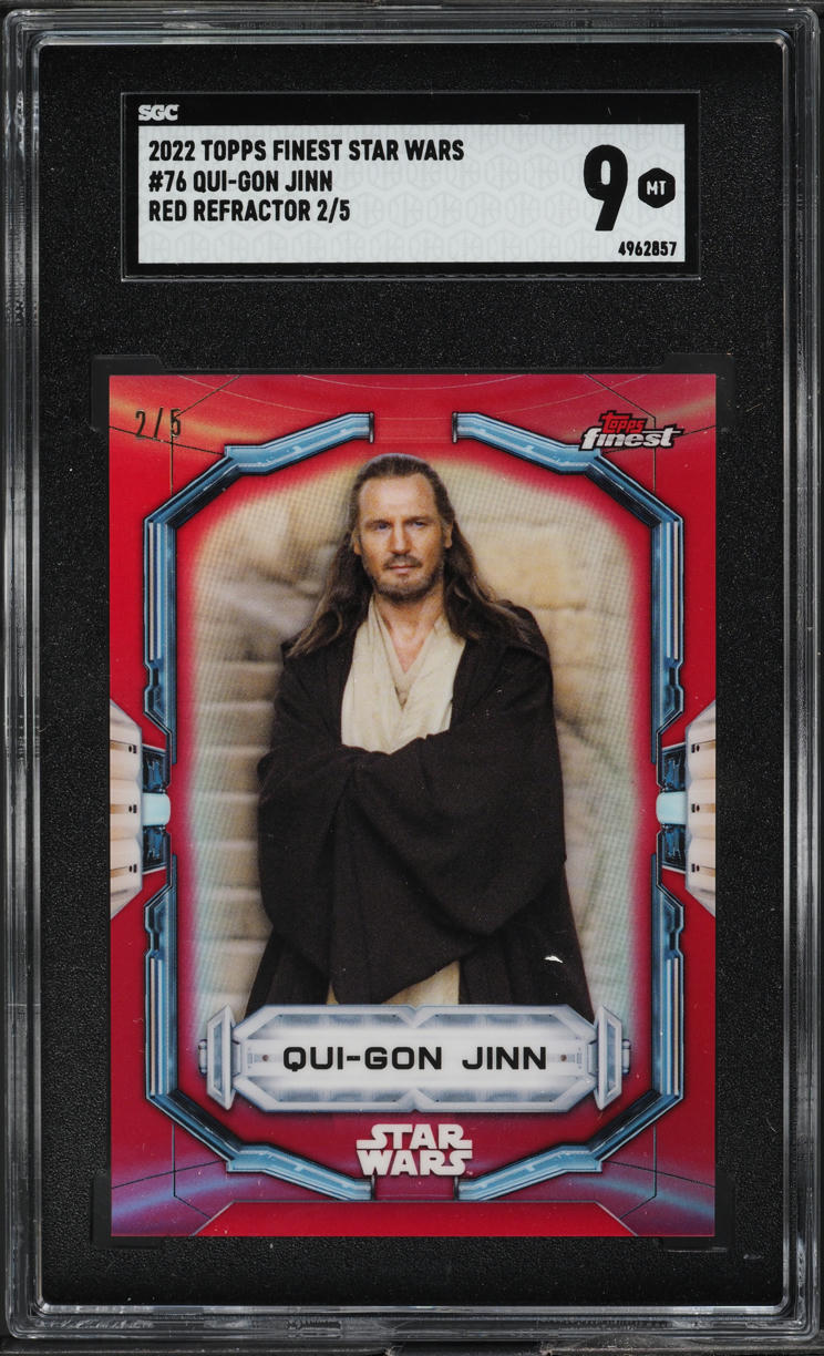 2022 Finest Star Wars Red Refractor Qui-Gon Jinn /5 #76 SGC 9 MINT on ...