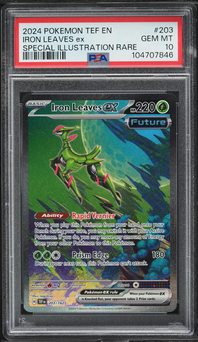 2024 Pokemon SV Temporal Forces SIR Iron Leaves ex #203 PSA 10 GEM MINT on Fanatics Collect