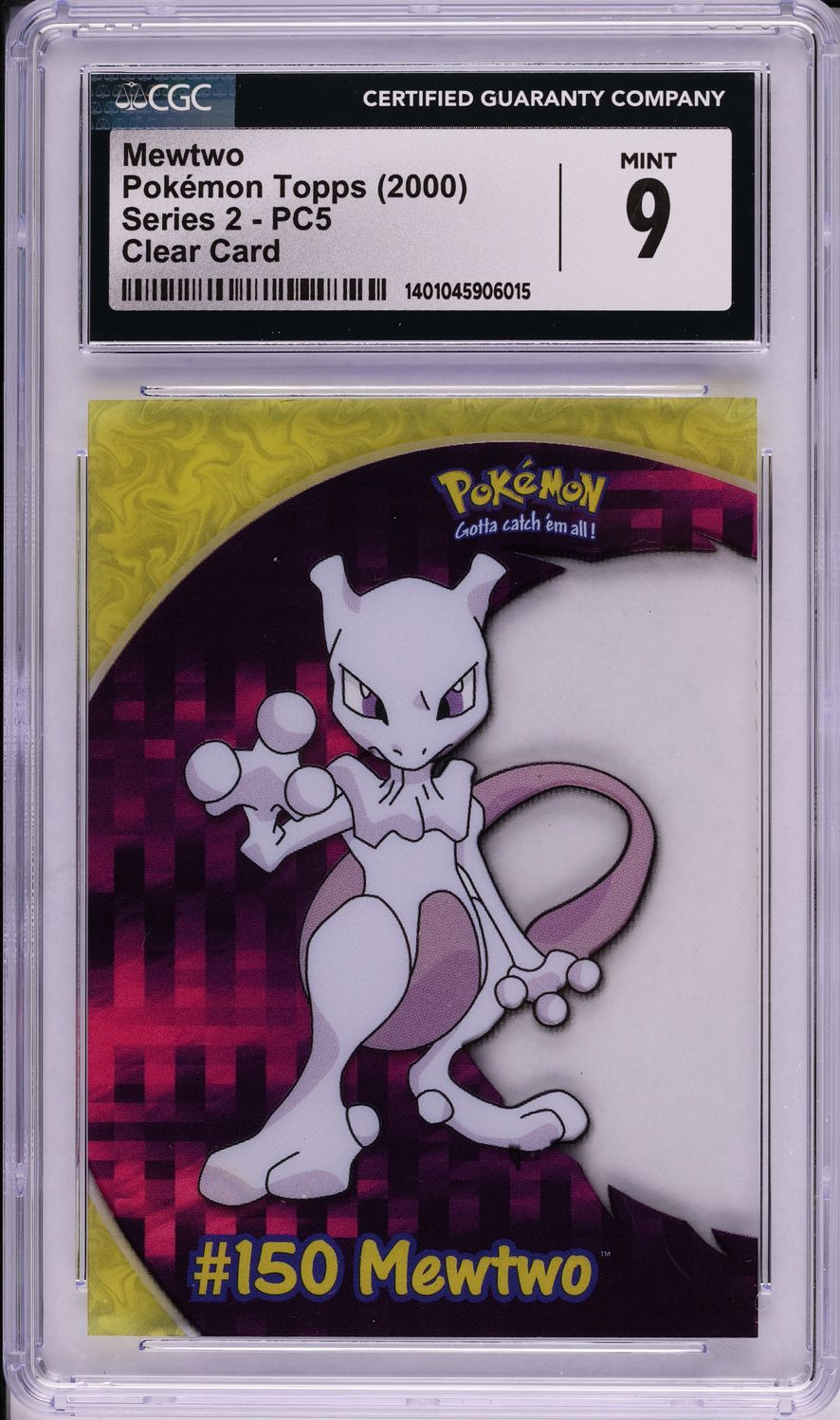 2000 Topps Pokemon Series 2 Clear Card Mewtwo #PC5 CGC 9 MINT on ...