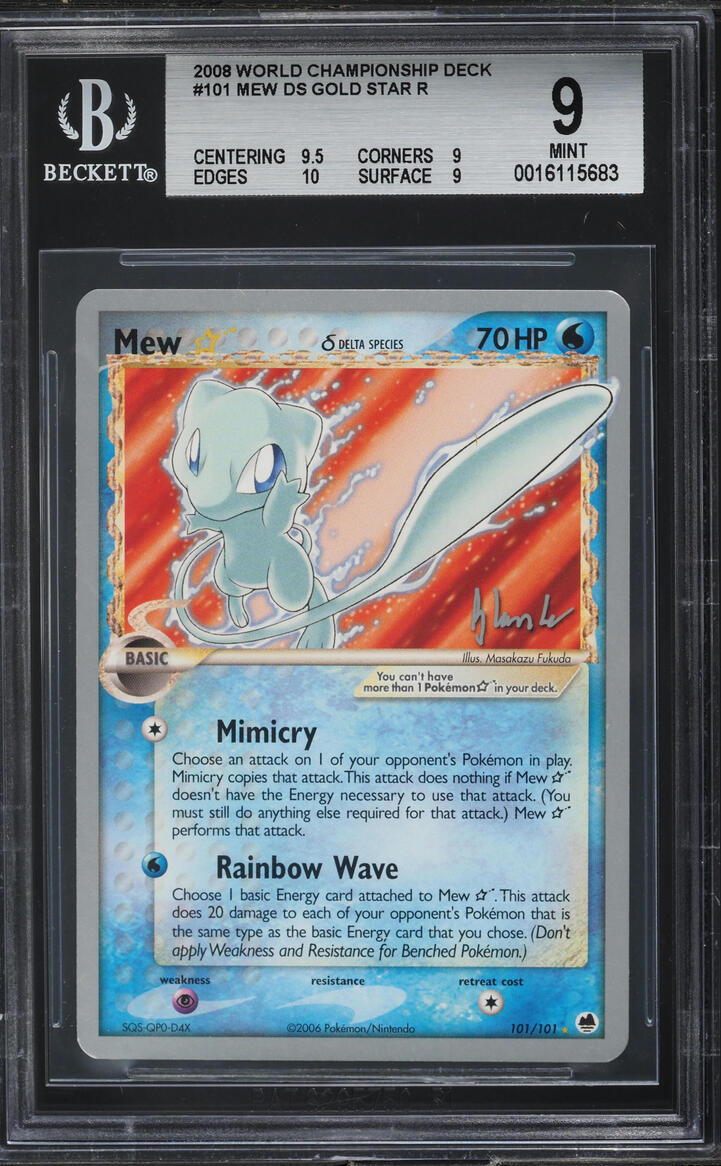 2008 Pokemon World Championship Deck Holo Mew Gold Star #101 BGS 9 MINT ...
