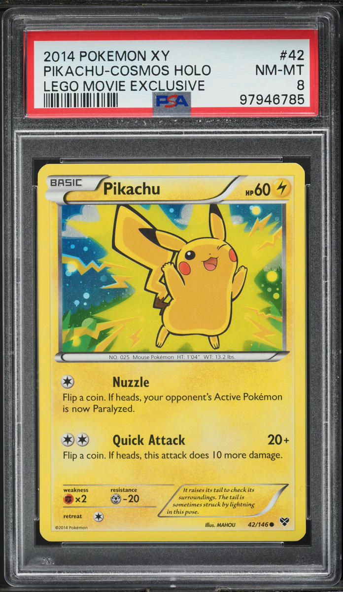 2014 Pokemon XY Lego Movie Exclusive Cosmos Holo Pikachu #42 PSA 8 NM ...