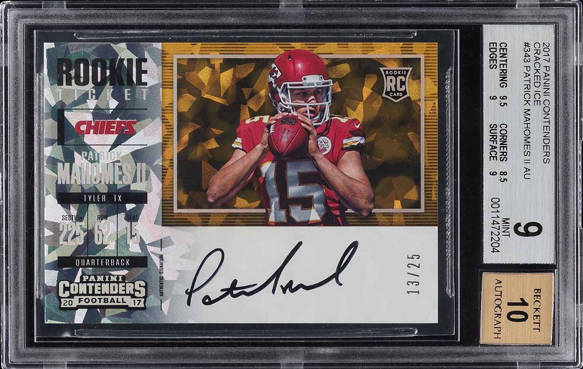 2017 Panini Contenders Cracked Ice Patrick Mahomes II ROOKIE RC AUTO ...