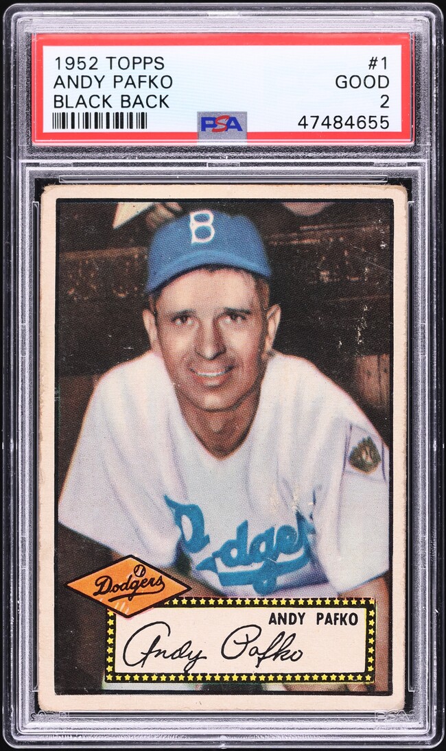 1952 Topps Andy Pafko BLACK BACK #1 PSA 2 GD on Fanatics Collect