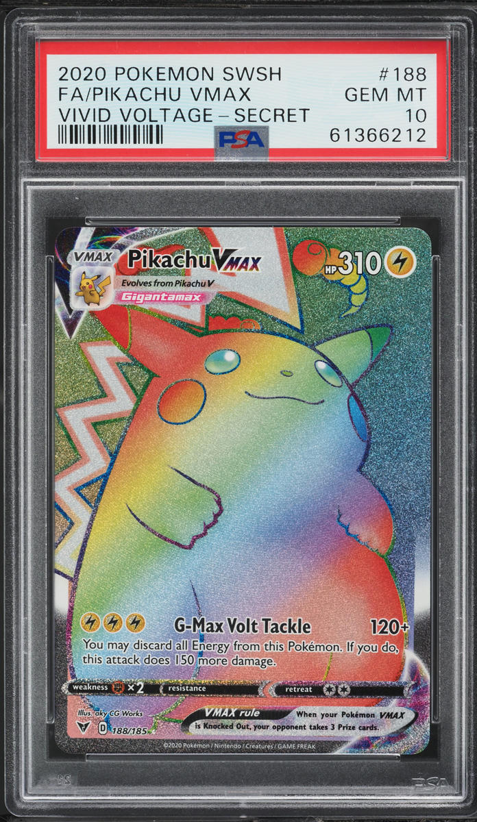 2020 Pokemon SWSH Vivid Voltage Hyper Rare Pikachu VMAX #188 PSA 10 GEM ...