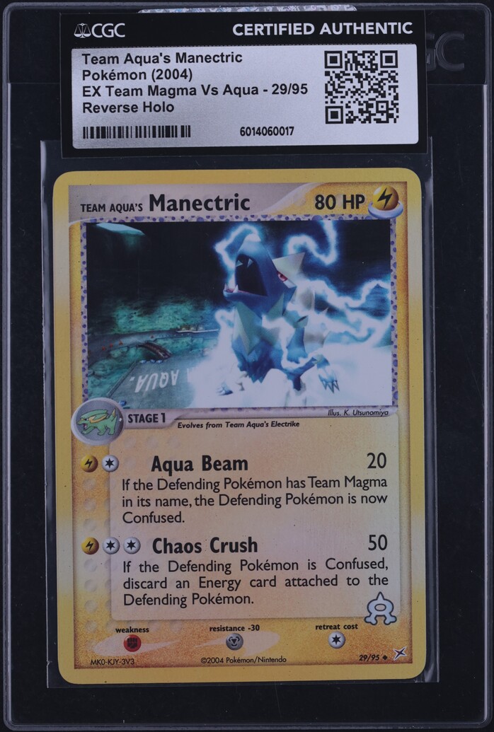 2004 Pokemon EX Magma Vs Aqua Reverse Holo Team Aqua's Manectric #29 CGC AUTH on Fanatics Collect