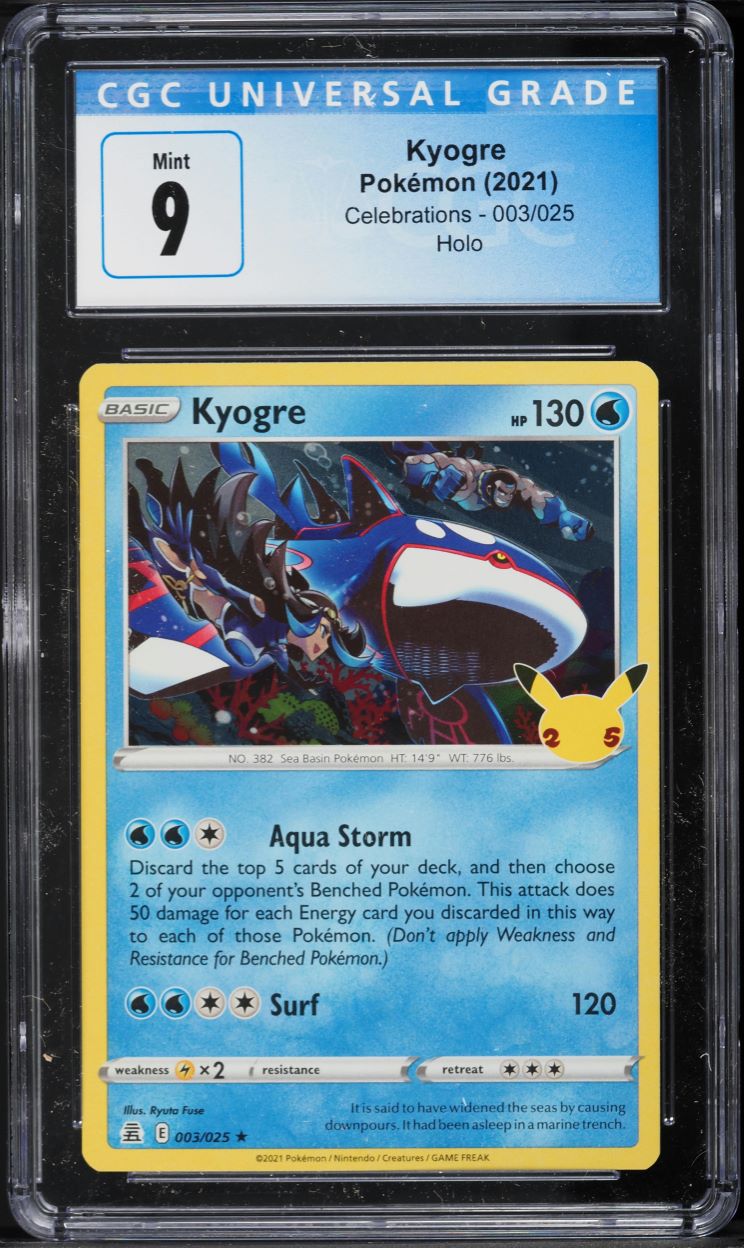 2021 Pokemon Sword & Shield Celebrations Holo Kyogre #3 CGC 9 MINT on ...