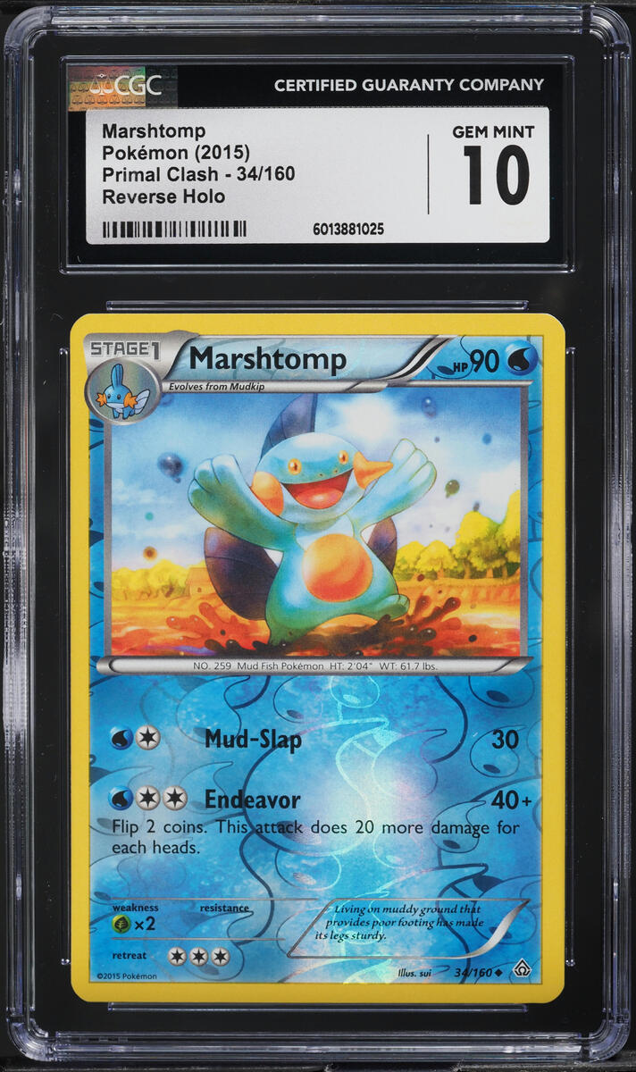 2015 Pokemon XY Primal Clash Reverse Holo Marshtomp #34 CGC 10 GEM MINT on Fanatics Collect