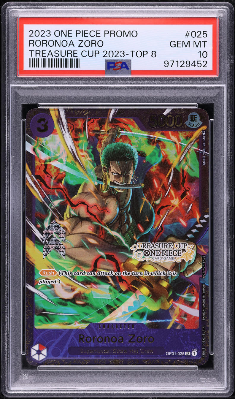 2023 One Piece Promo Treasure Cup Top 8 Roronoa Zoro #OP01-025 PSA 10 GEM MINT on Fanatics Collect