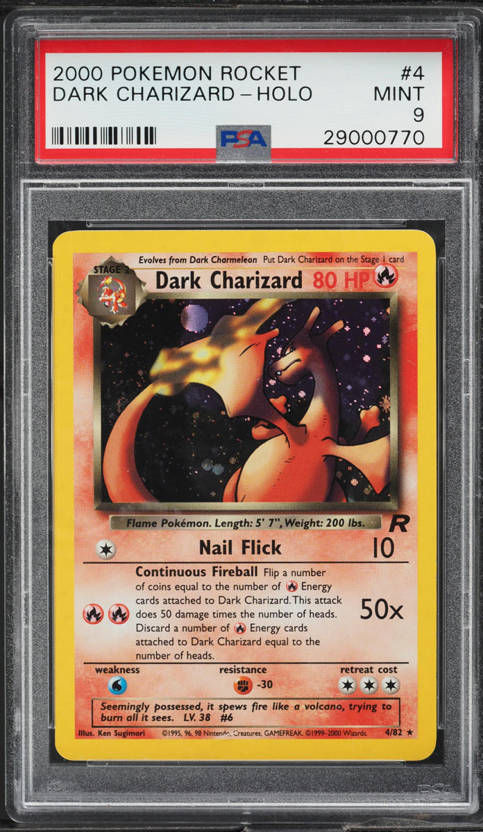2000 Pokemon Team Rocket Holo Dark Charizard #4 PSA 9 MINT on Fanatics ...