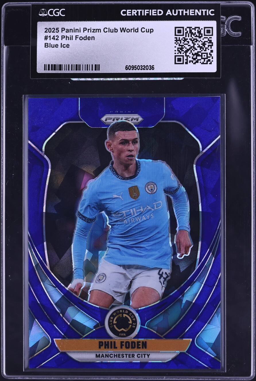 2025 Panini Prizm Club World Cup Blue Ice Phil Foden /175 #142 CGC AUTH ...