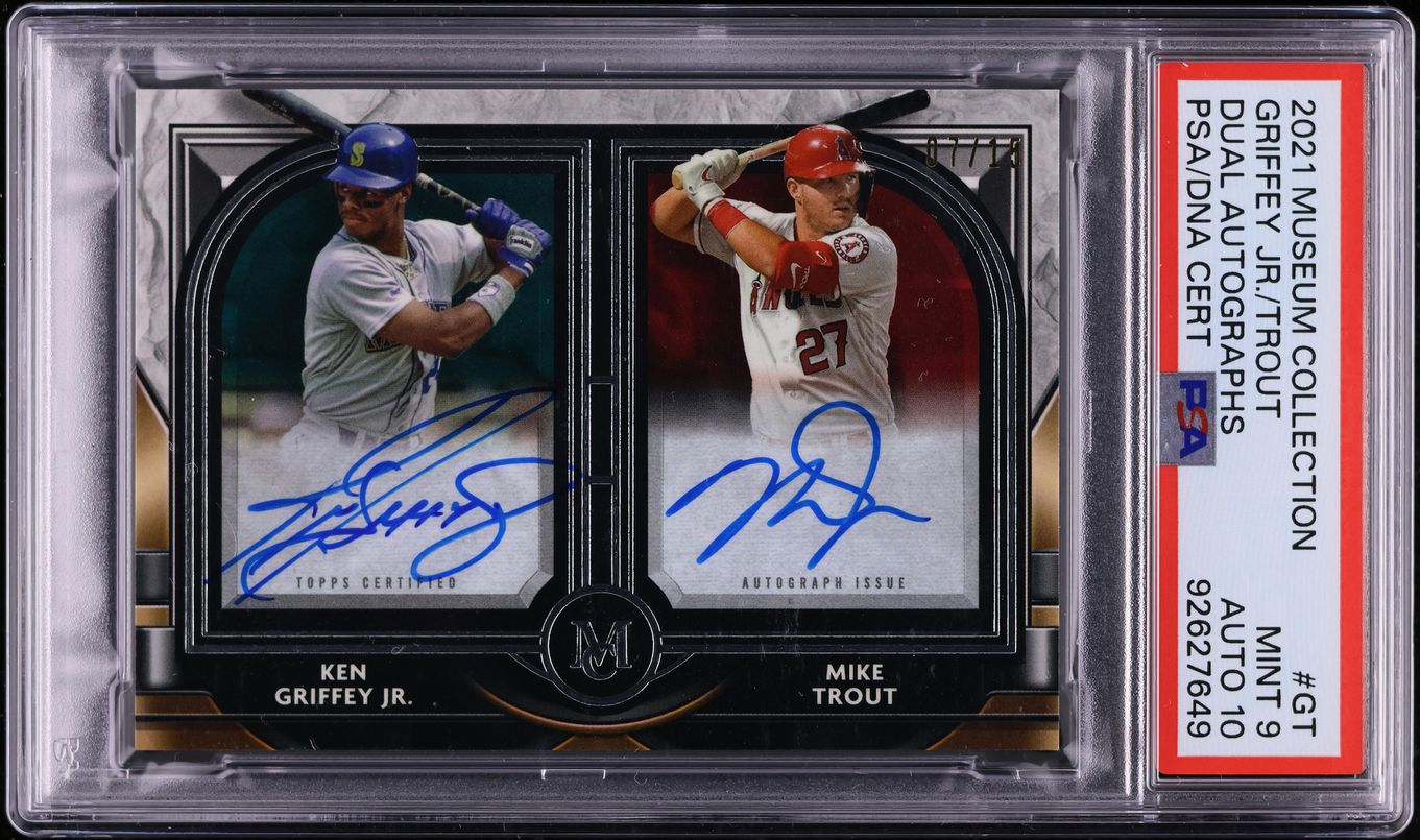 2021 Topps Museum Collection Ken Griffey Jr. & Mike Trout AUTO DNA 10 / ...