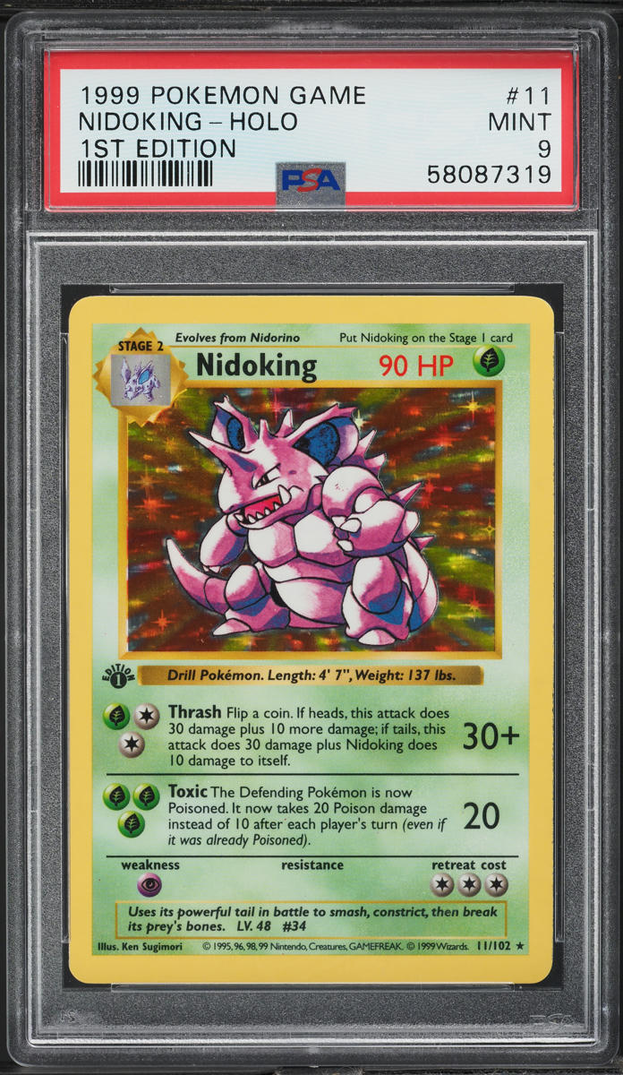 1999 Pokemon Base Set 1st Edition Nidoking-Holo #11 PSA 9 MINT on ...