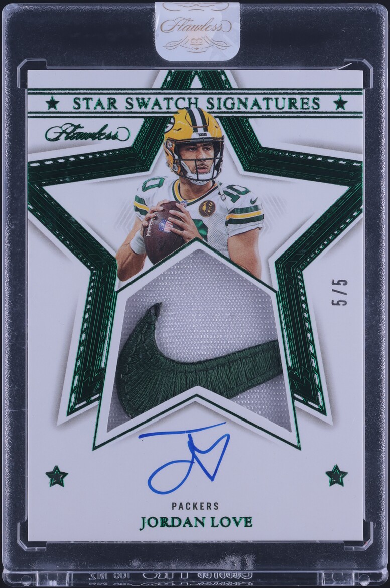 2023 Panini Flawless Star Swatch Emerald Jordan Love NIKE PATCH AUTO 5/ ...