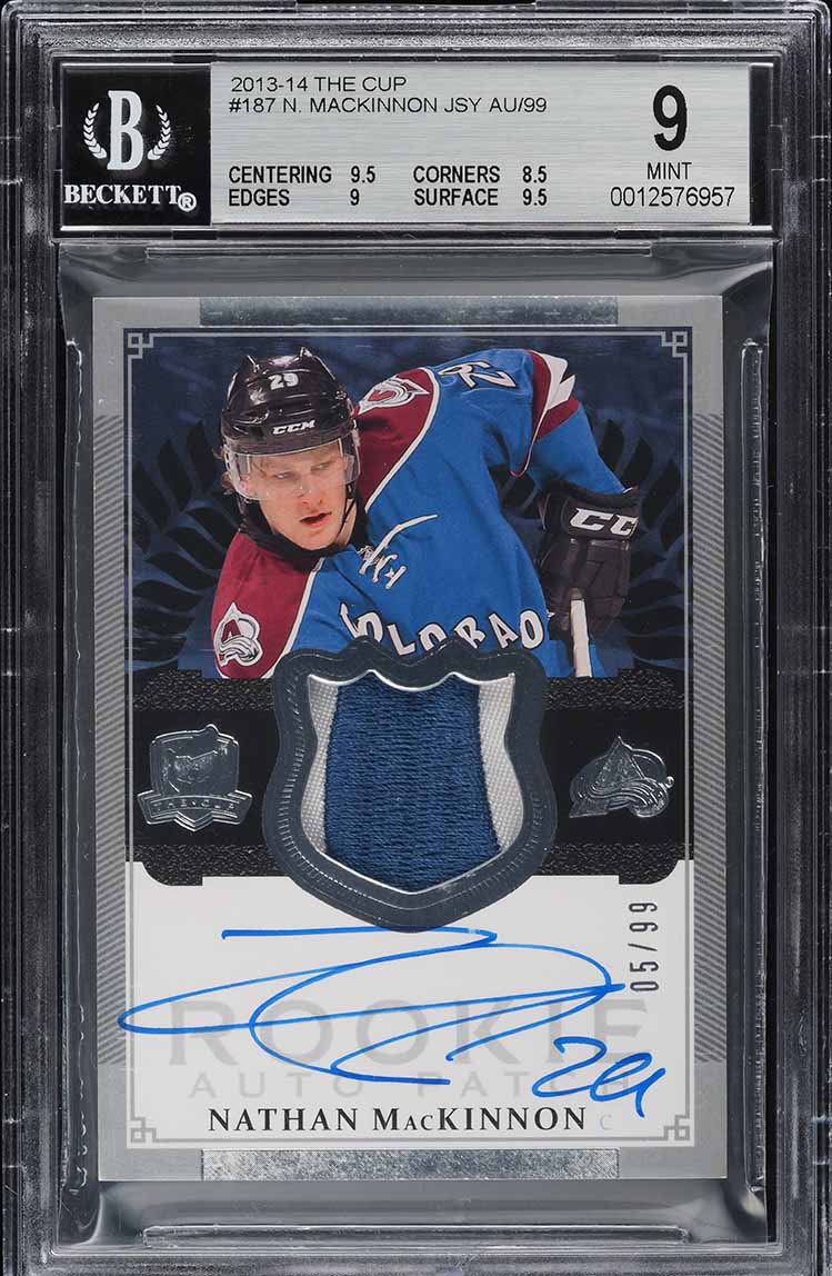 2013 The Cup Nathan MacKinnon ROOKIE PATCH AUTO /99 #187 BGS 9 MINT on ...