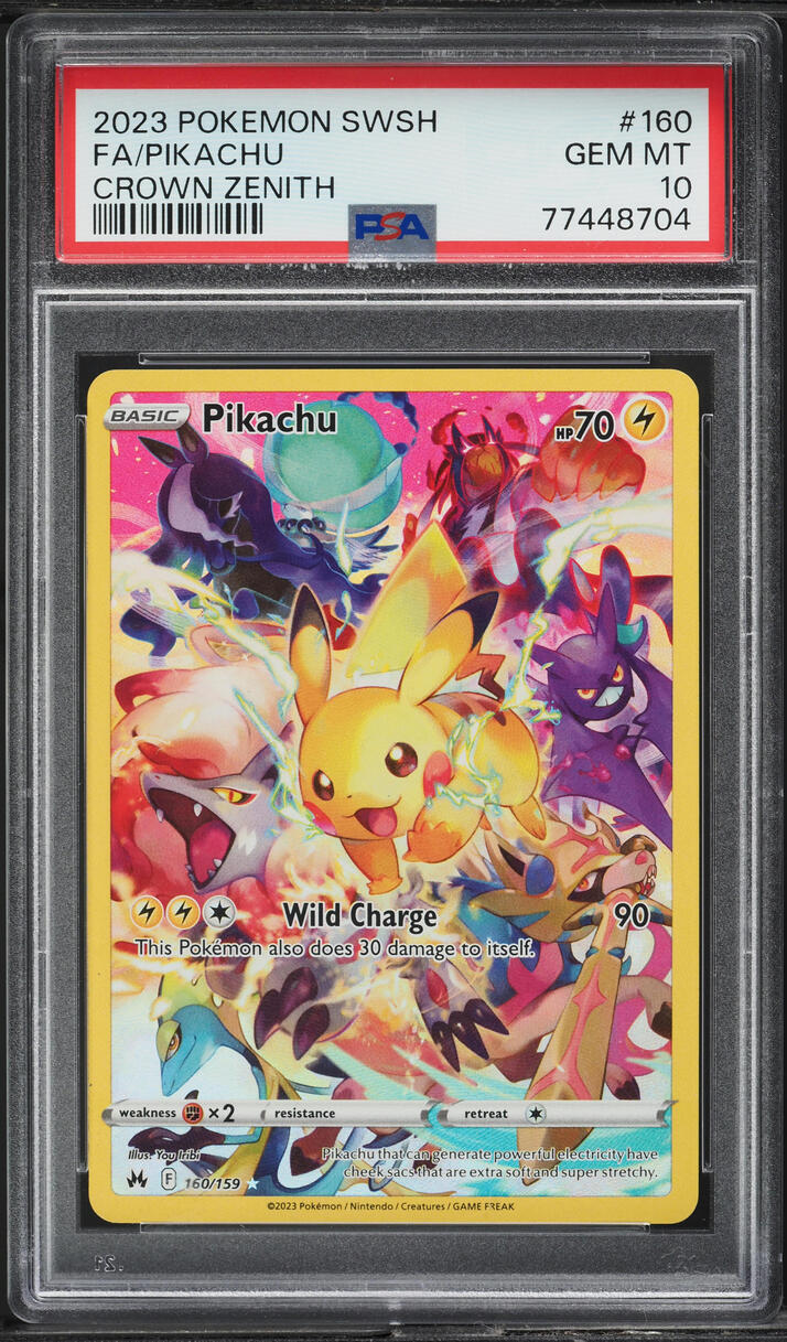 2023 Pokemon SWSH Crown Zenith Full Art Pikachu #160 PSA 10 GEM MINT on ...