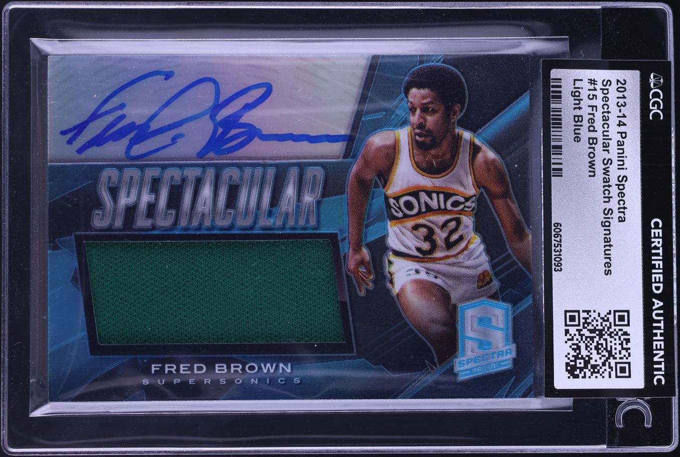 2013 Panini Spectra Spectacular Light Blue Fred Brown PATCH AUTO /60 ...
