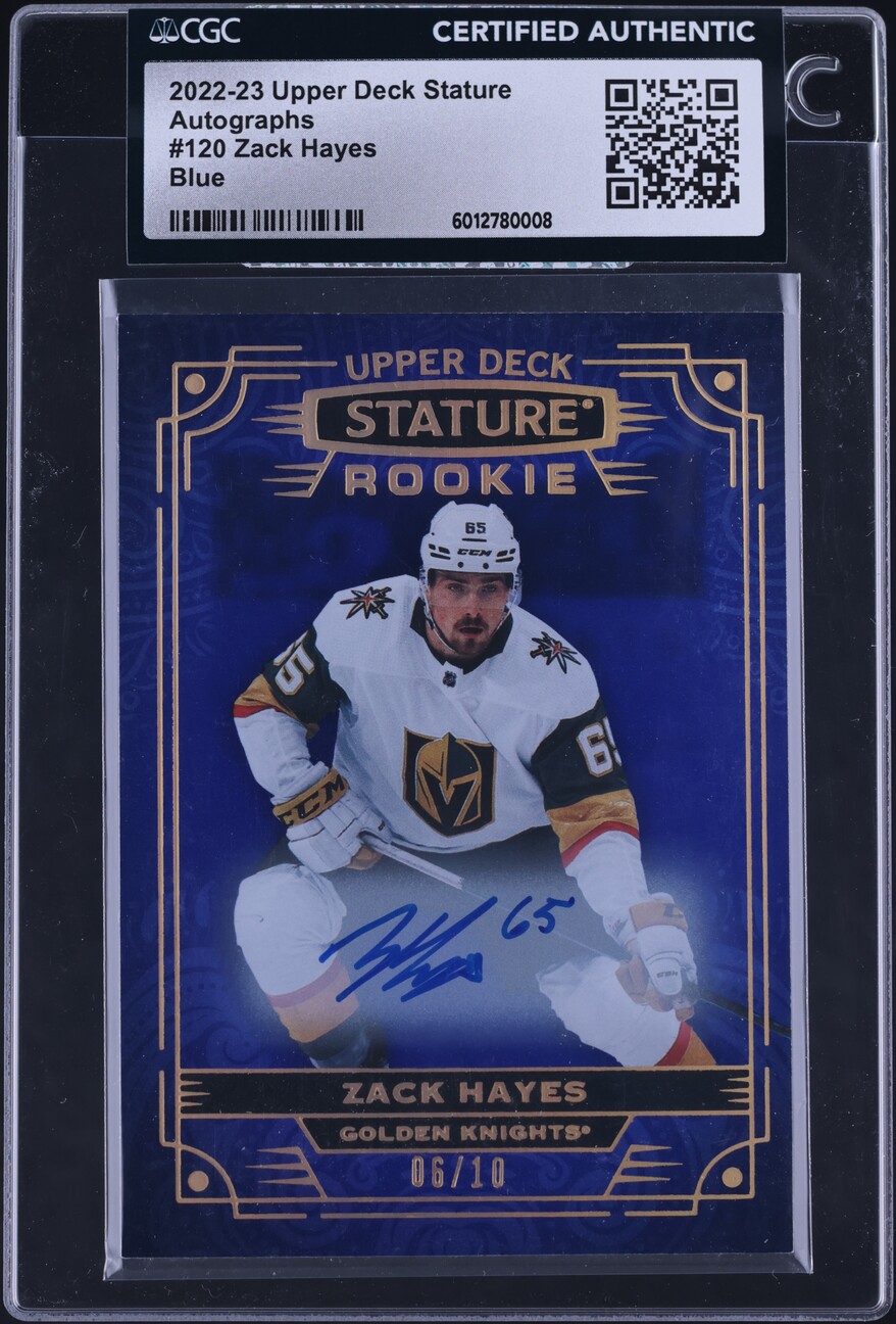 2022 Upper Deck Stature Blue Zack Hayes ROOKIE AUTO /10 #120 CGC AUTH ...