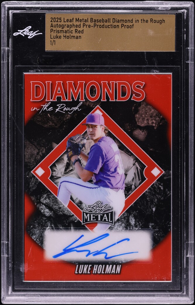 2025 Leaf Metal Pre-Production Proof Prismatic Red Luke Holman AUTO 1/1 ...