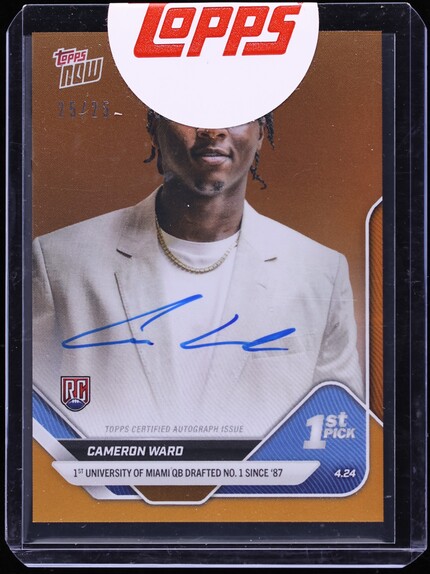 2025 Topps Now Draft Orange Cameron Ward ROOKIE AUTO /25 #D-1A on ...