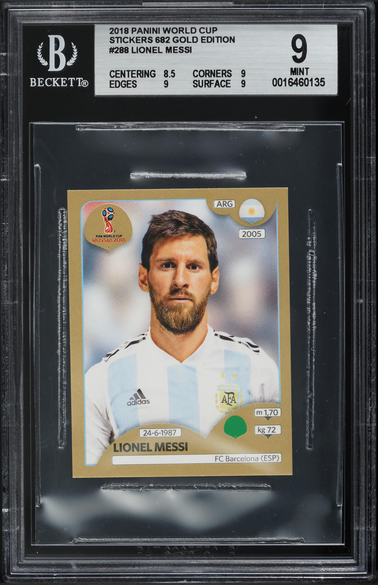 2018 Panini World Cup Stickers Gold Lionel Messi #288 BGS 9 MINT on ...