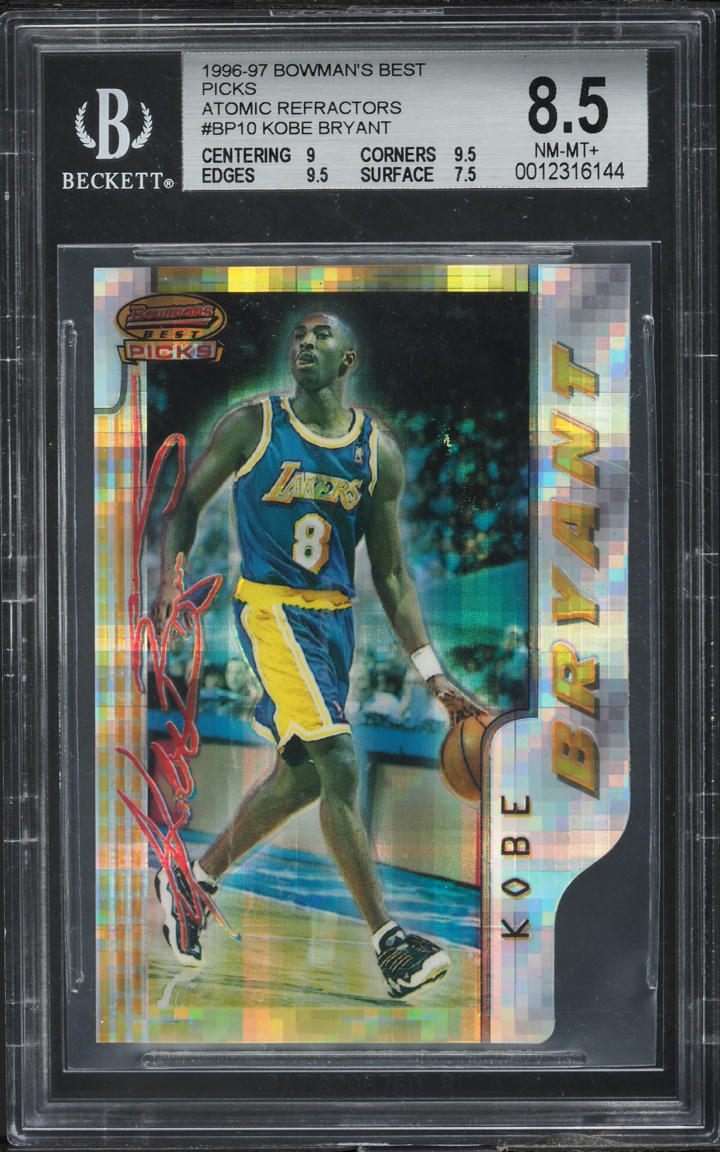 1996 Bowman's Best Picks Atomic Refractor Kobe Bryant ROOKIE BGS 8.5 NM ...