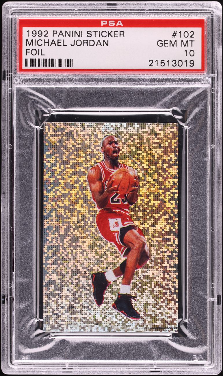 1992 Panini Sticker Foil Michael Jordan #102 PSA 10 GEM MINT on ...