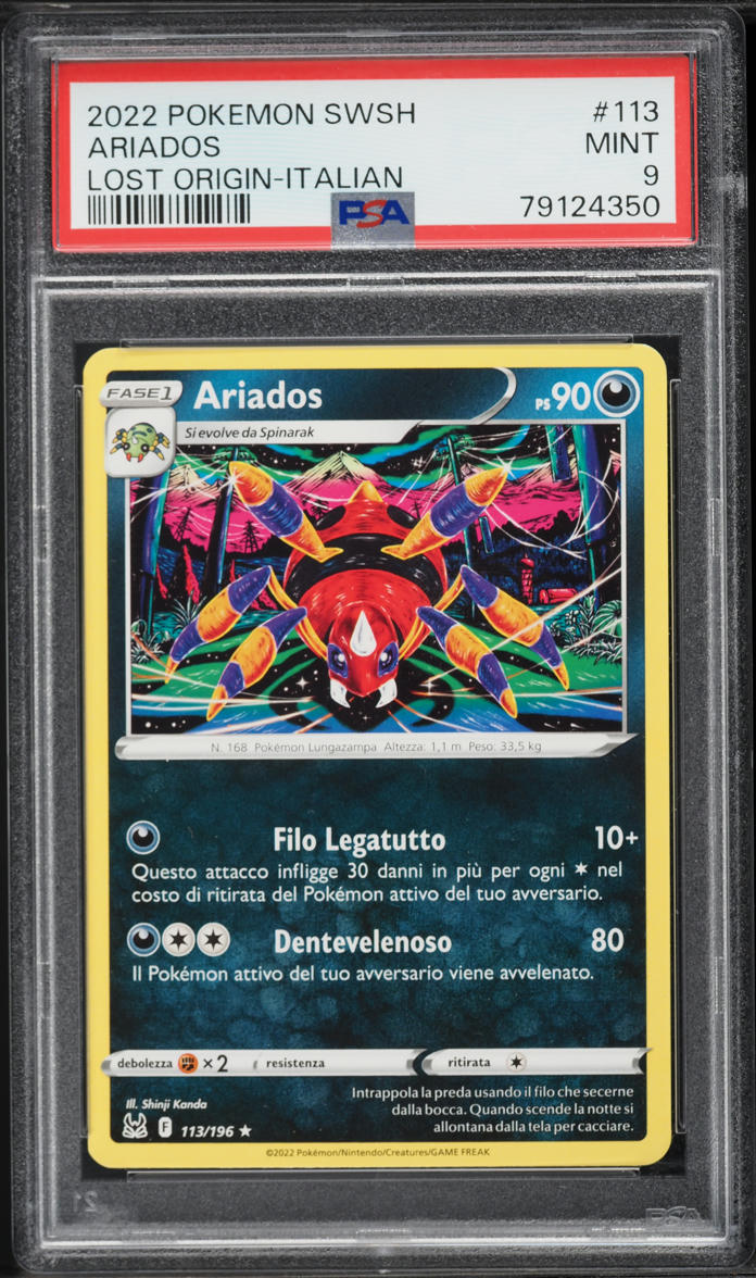 2022 Pokemon Italian Sword & Shield Lost Origin Ariados #113 PSA 9 MINT ...