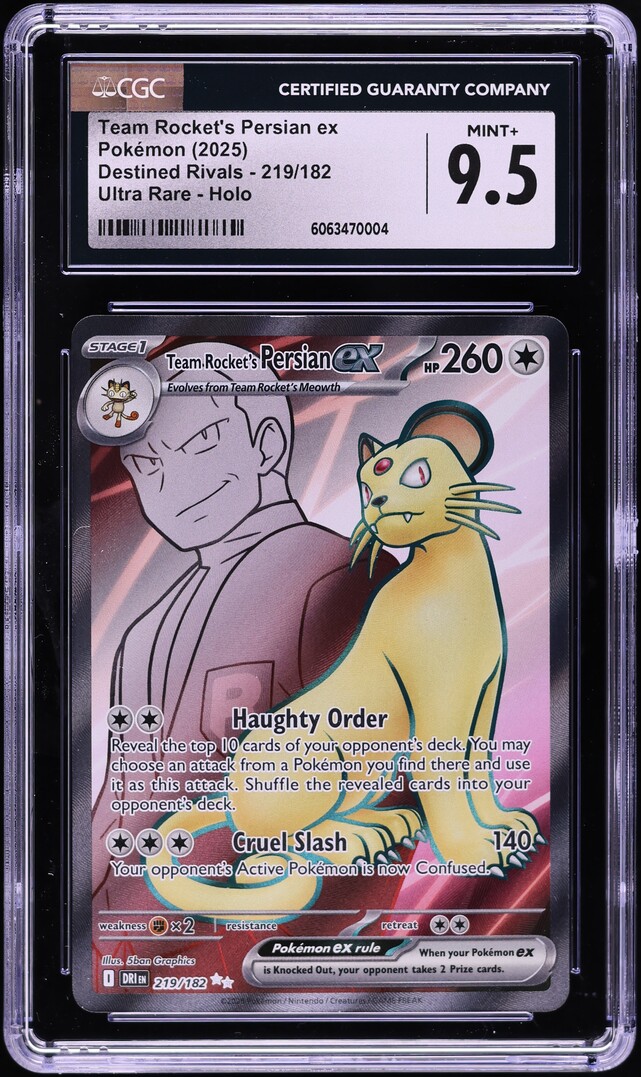 2025 Pokemon SV Destined Rivals Full Art Team Rocket's Persian ex #219 CGC 9.5 on Fanatics Collect