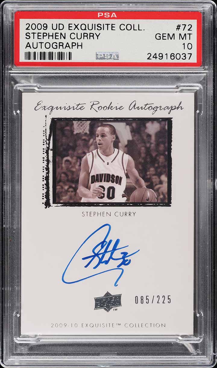 2009 Exquisite Collection Stephen Curry ROOKIE AUTO /225 #72 PSA 10 GEM ...
