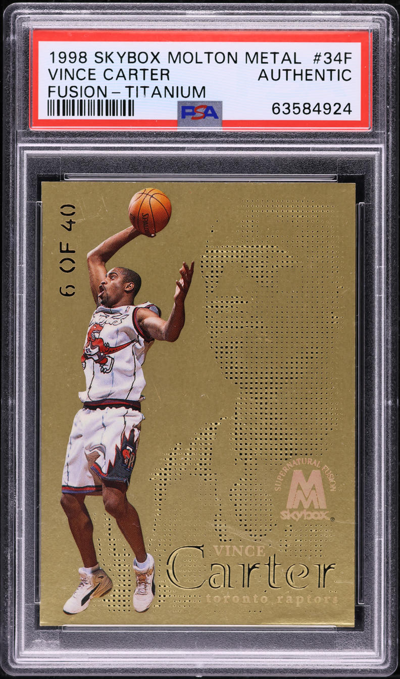 1998 Skybox Molten Metal Fusion Titanium Vince Carter ROOKIE /40 #34F PSA AUTH on Fanatics Collect
