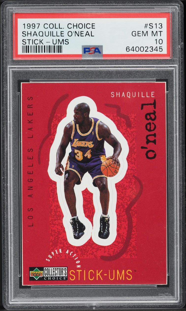 1997 Collector's Choice Stick-Ums Shaquille O'Neal #S13 PSA 10 GEM MINT ...