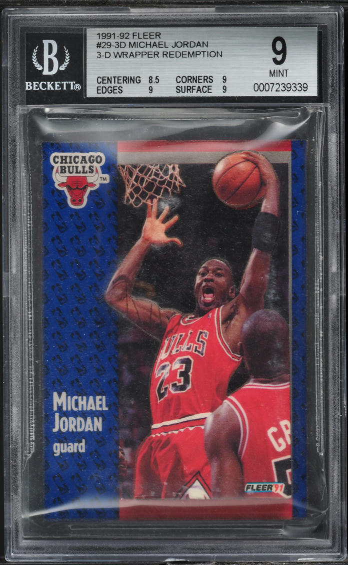 1991 Fleer 3-D Wrapper Redemption Michael Jordan #29-3D BGS 9 MINT on ...