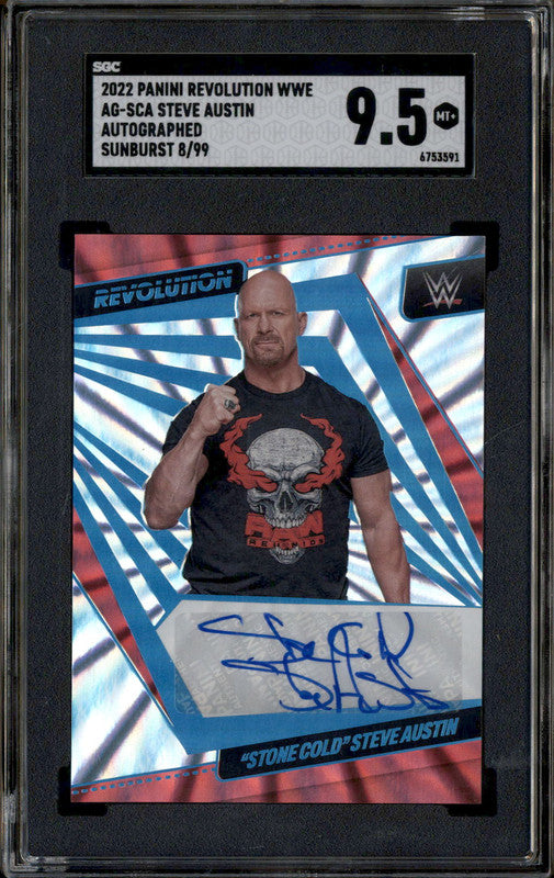 2022 Revolution WWE Autograph Sunburst Stone Cold Steve Austin Auto /99 ...
