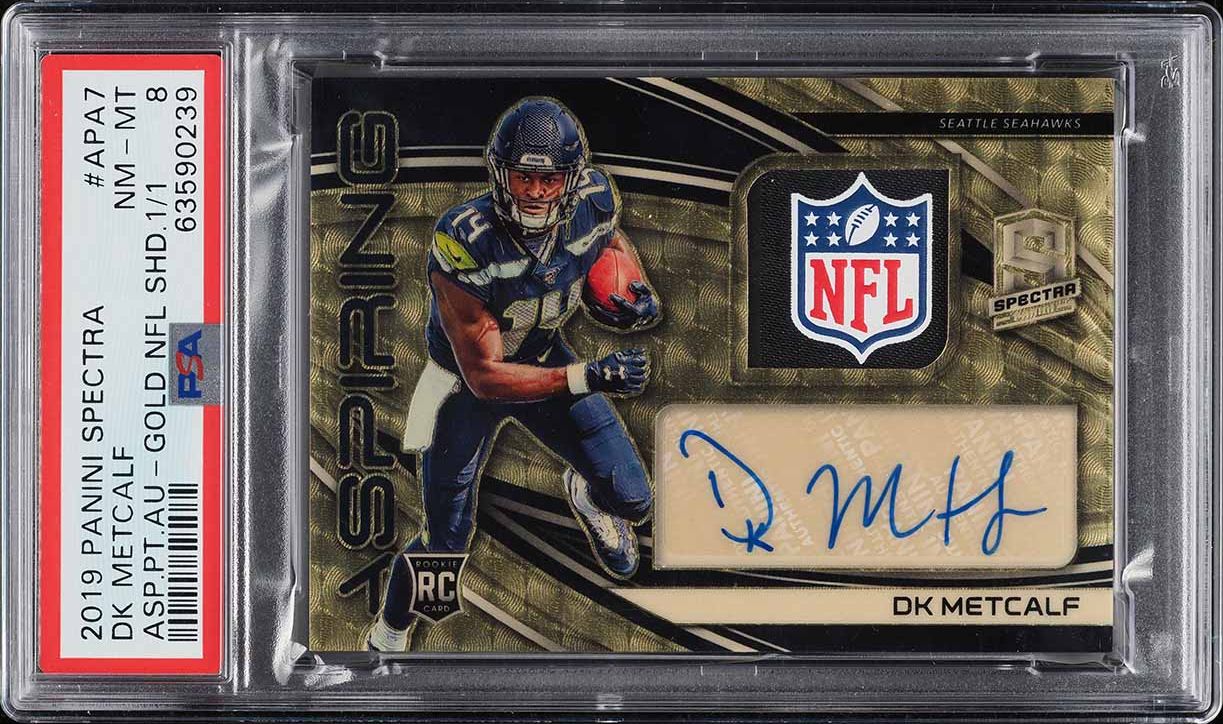 2019 Panini Spectra Gold Vinyl DK Metcalf ROOKIE NFL SHIELD PATCH AUTO ...