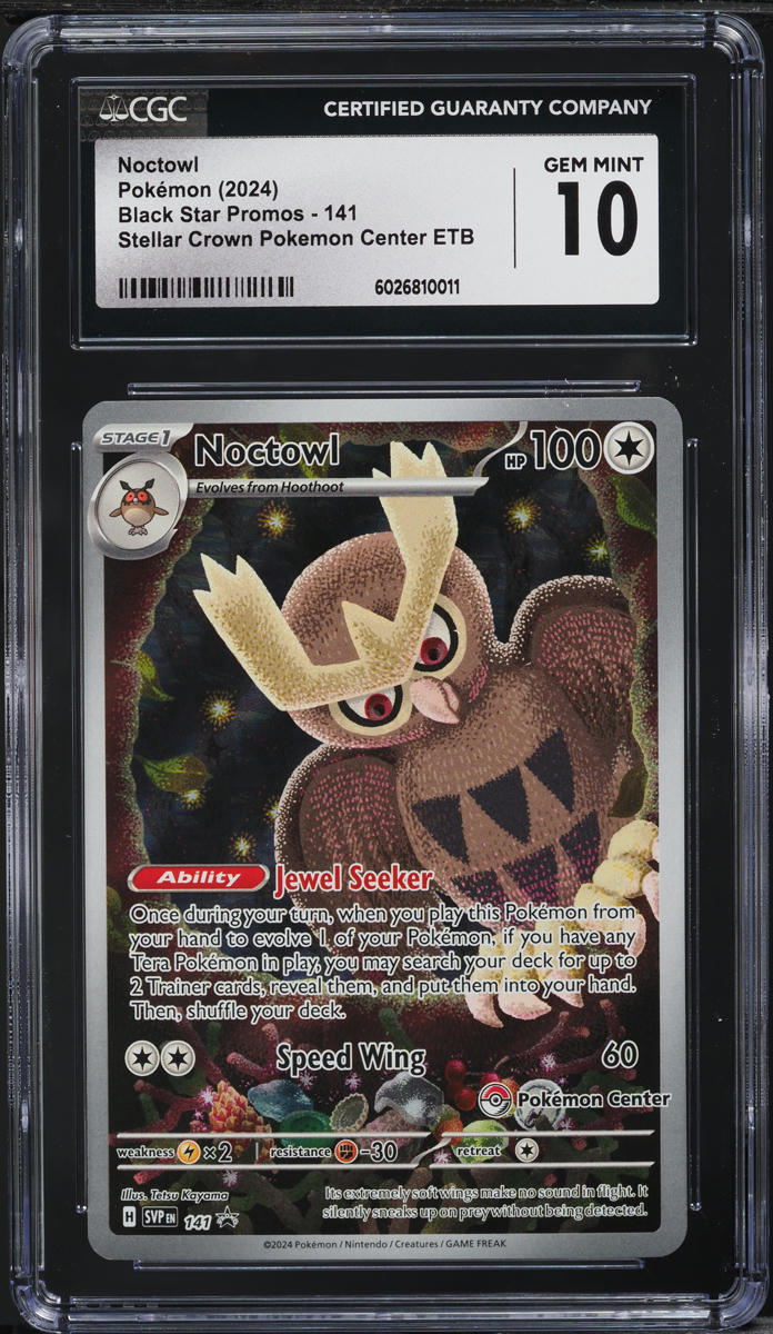 2024 Pokemon SV Pokemon Center Promo Stellar Crown ETB Noctowl #141 CGC ...