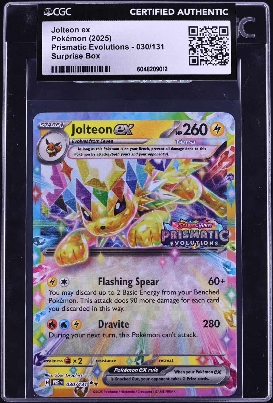 2025 Pokemon SV Prismatic Evolutions Surprise Box Jolteon ex #30 CGC AUTH on Fanatics Collect