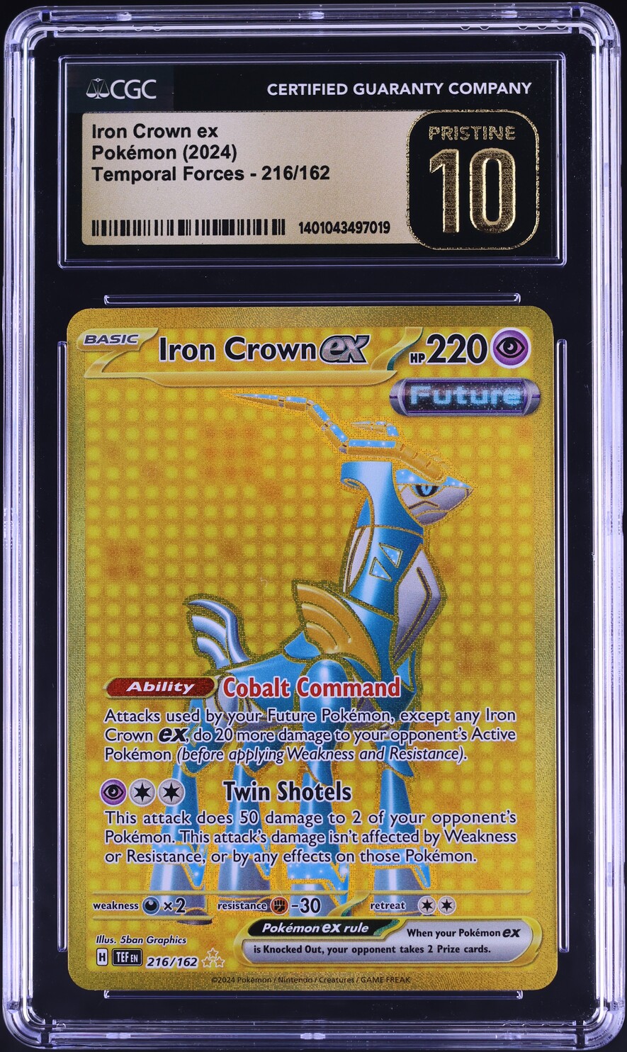 2024 Pokemon SV Temporal Forces Hyper Rare Iron Crown ex #216 CGC 10 PRISTINE on Fanatics Collect
