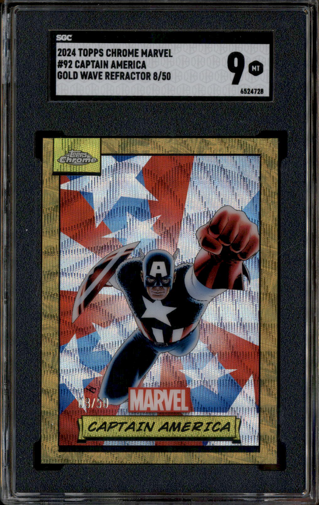 2024 Topps Chrome Marvel Gold Wave Refractor #92 Captain America /50 ...