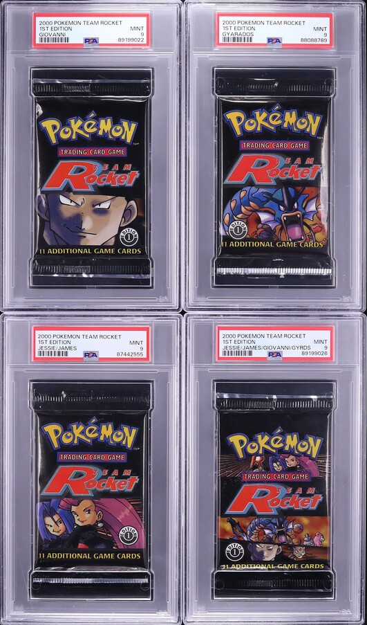 Lot(4) Pokemon Team Rocket 1st Ed Booster Pack Art Set PSA 9 on ...