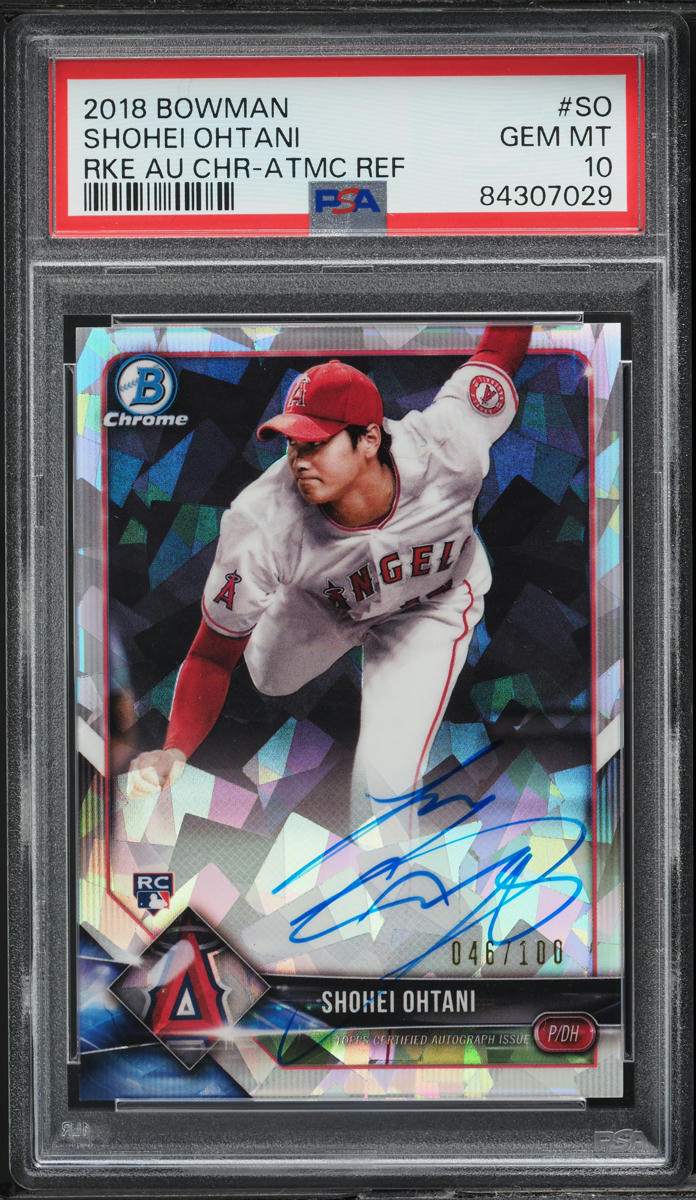 2018 Bowman Chrome Atomic Refractor Shohei Ohtani ROOKIE AUTO /100 PSA ...