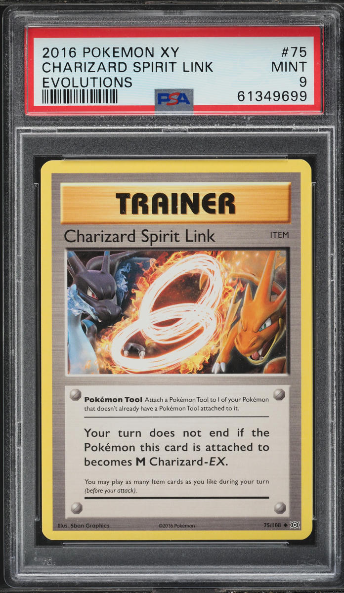 2016 Pokemon XY Evolutions Charizard Spirit Link #75 PSA 9 MINT on ...