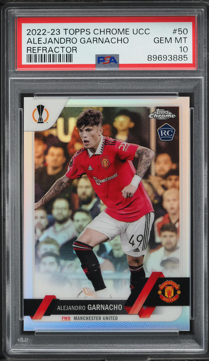 2022 Topps Chrome UEFA Club Competitions Refractor Alejandro Garnacho RC PSA 10 on Fanatics Collect