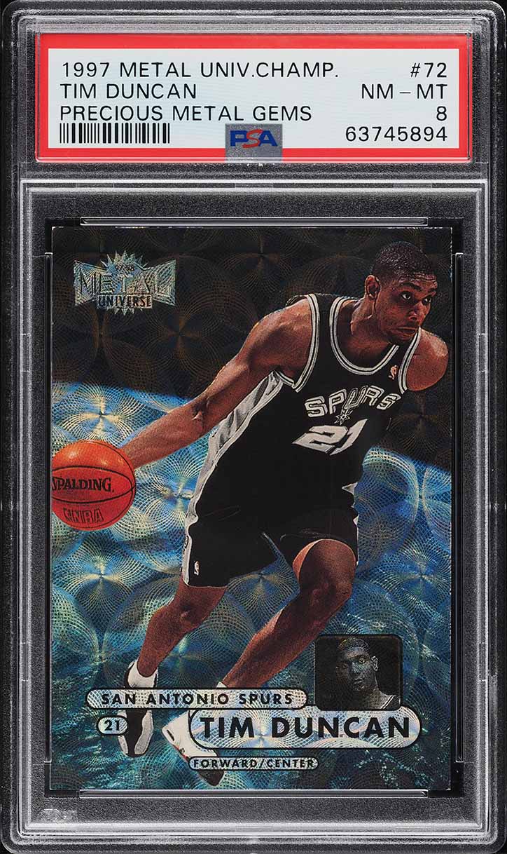 1997 Metal Universe Championship Precious Metal Gems PMG Tim Duncan RC ...