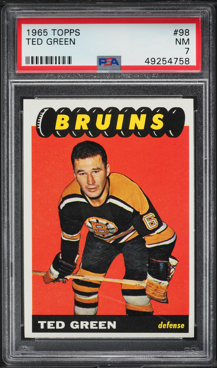 1965 Topps Hockey Ted Green #98 PSA 7 NRMT on Fanatics Collect