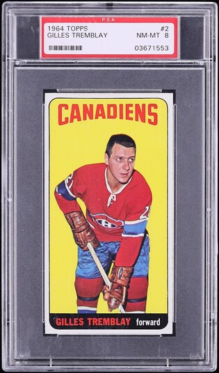 1964 Topps Hockey Gilles Tremblay #2 PSA 8 NM-MT on Fanatics Collect
