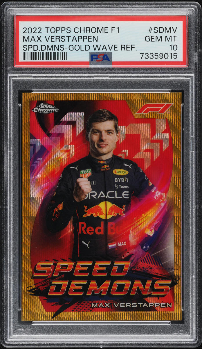 2022 Topps Chrome F1 Speed Demons Gold Wave Refractor Max Verstappen ...