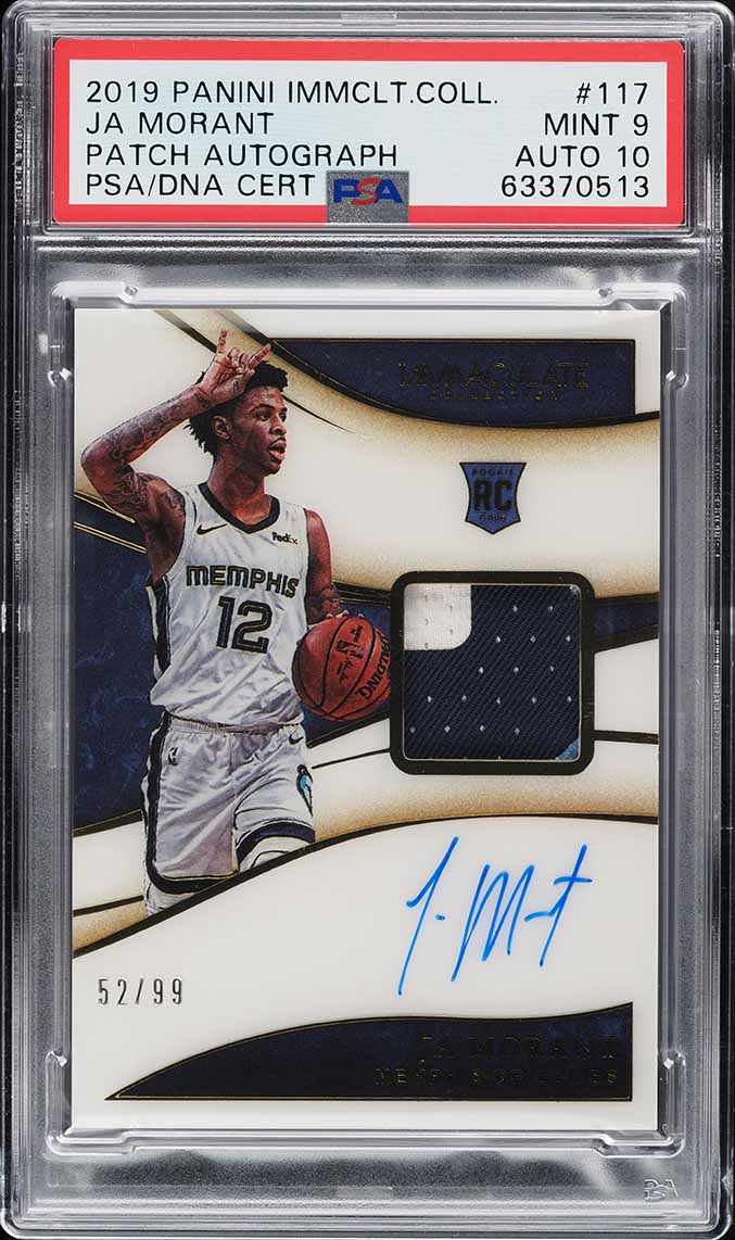 2019 Immaculate Collection Ja Morant ROOKIE PATCH AUTO DNA 10 /99 #117 ...