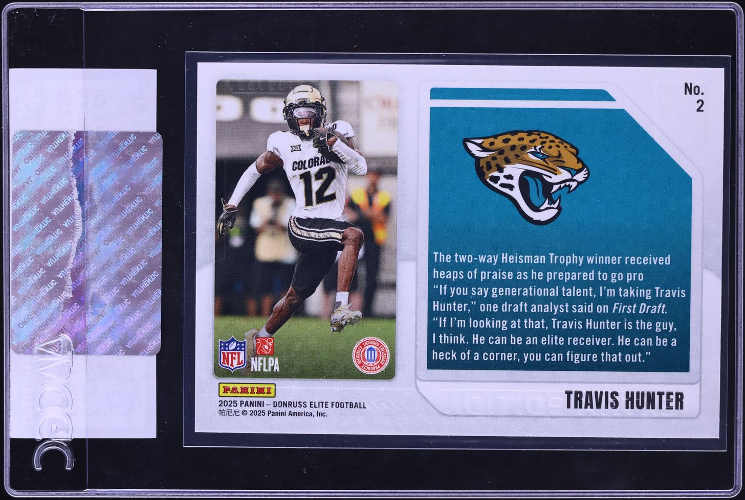 2025 Donruss Elite Extra Edition Travis Hunter ROOKIE /799 #2 CGC AUTH ...