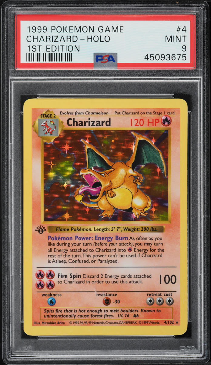 1999 Pokemon Base Set Shadowless 1st Edition Holo Charizard #4 PSA 9 ...